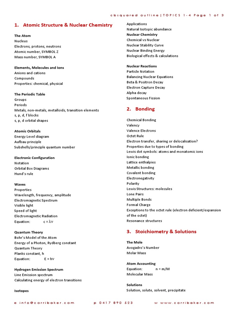 Chemistry Topics: Atomic Structure to Bonding | PDF | Chemical Bond | Atoms