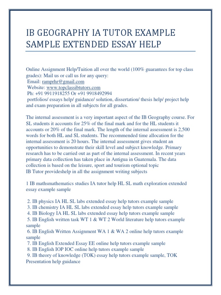 Ib Geography Ia Example Sample.. | PDF | Statistics Of Education ...