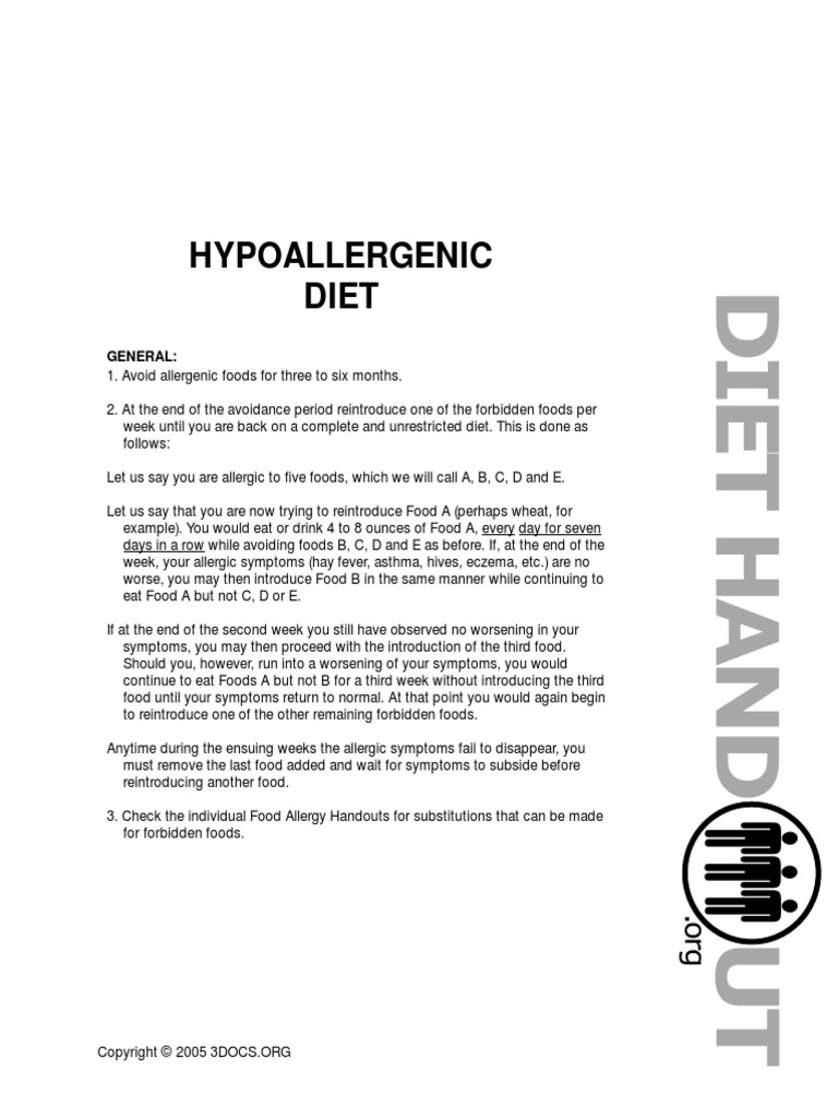 Hypo Allergenic Diet | PDF