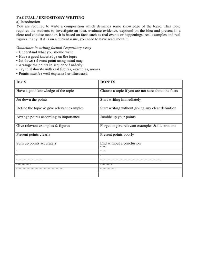 FACTUAL Expository Essay