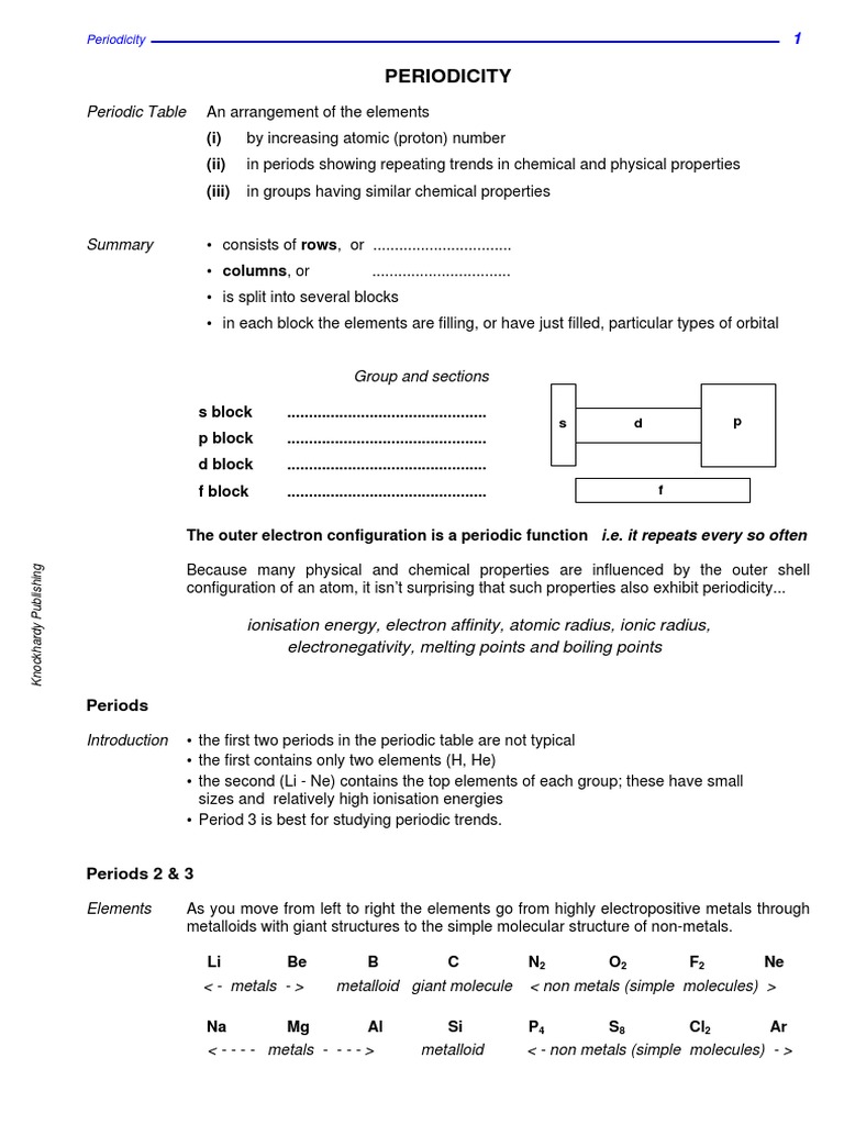 Periodicity: Periodic Table | PDF | Chemical Bond | Ion