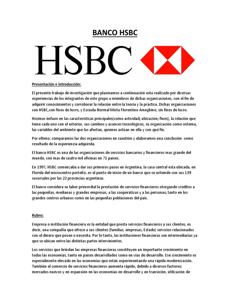 TP Introduccion Parte HSBC | PDF | Bancos | Hsbc