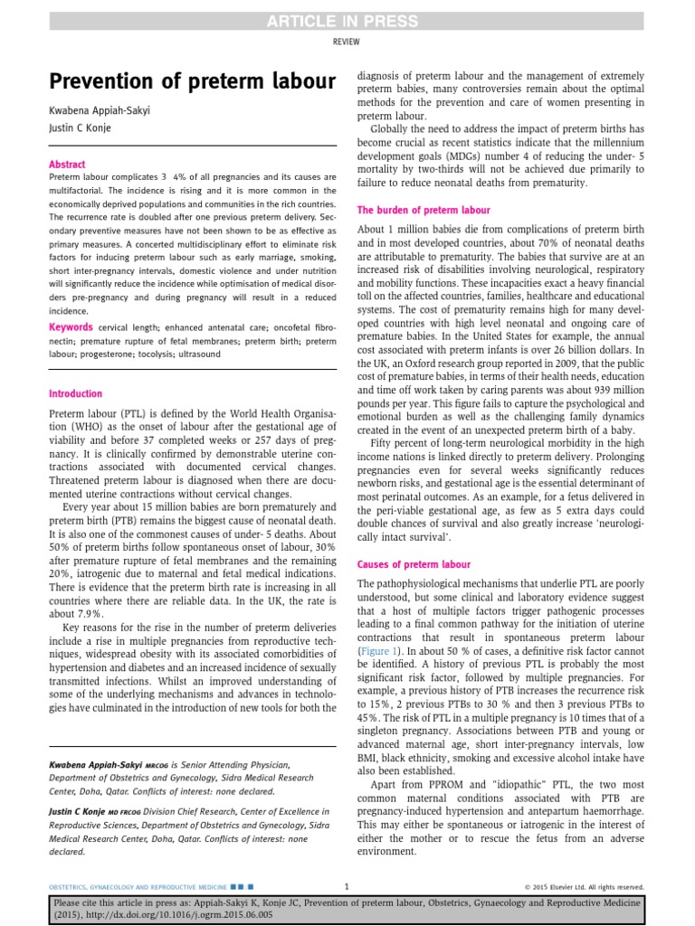 Prevention of Preterm Lab | PDF | Preterm Birth | Childbirth
