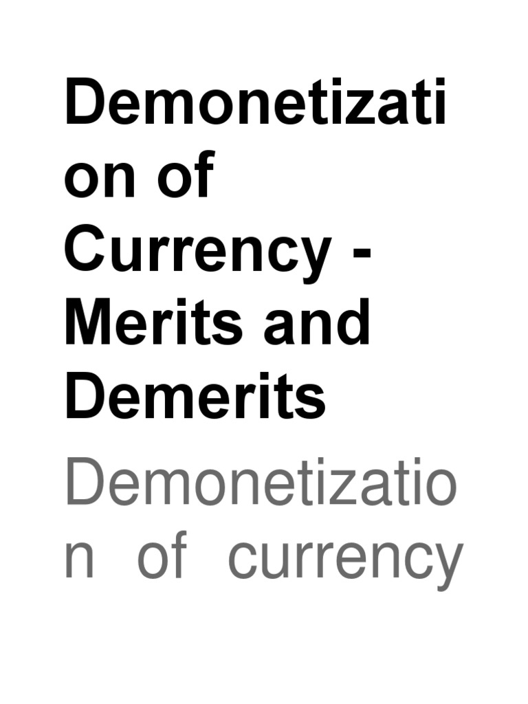 Demonetization of Currency | PDF | Legal Tender | Money