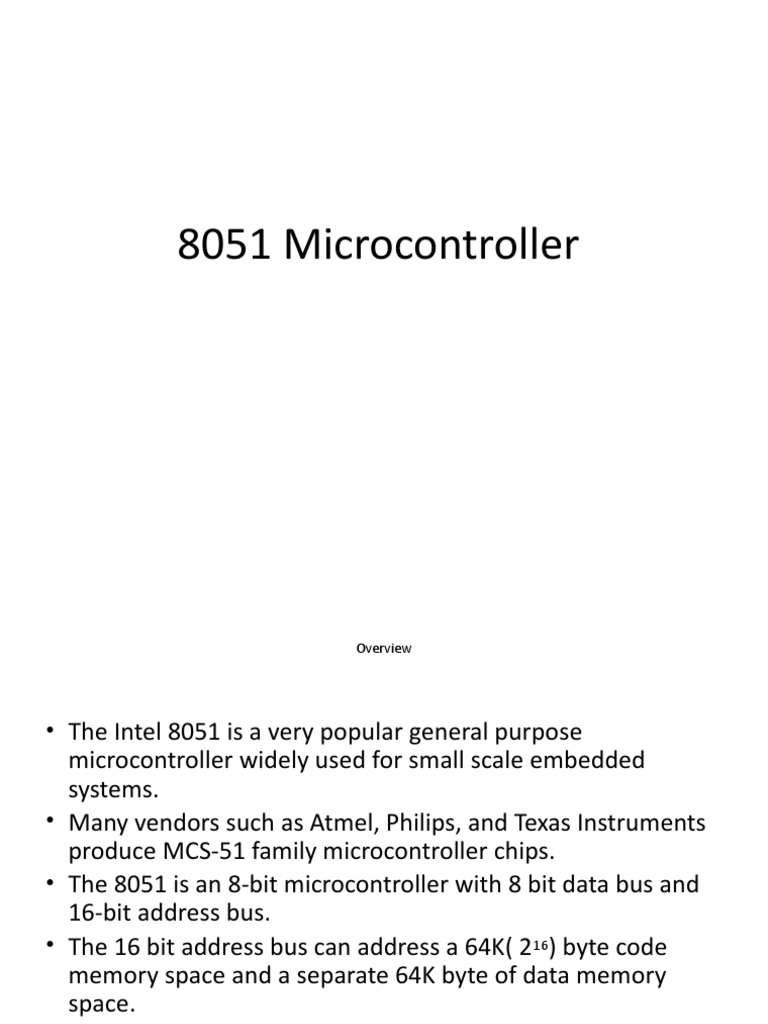 Overview of the 8051 Microcontroller | PDF | Microcontroller | Random Access Memory