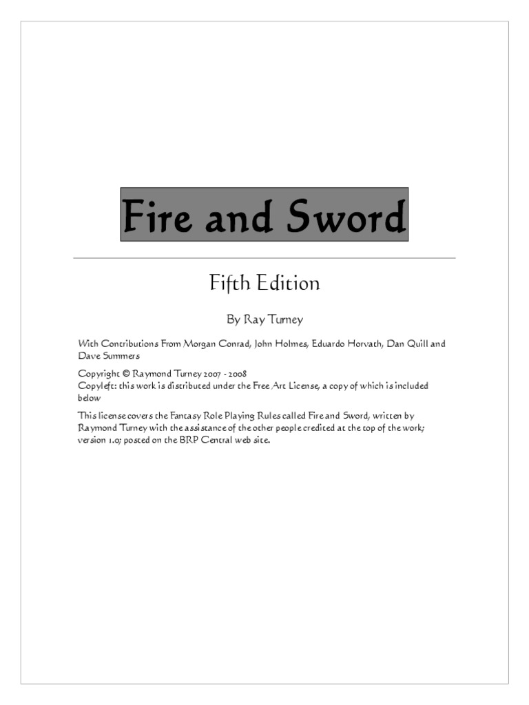 Fire and Sword 5th Edition | PDF | Magic (Paranormal) | Dice
