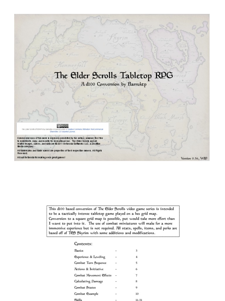 The Elder Scrolls Tabletop RPG: A d100 Conversion by Barruktp | PDF ...