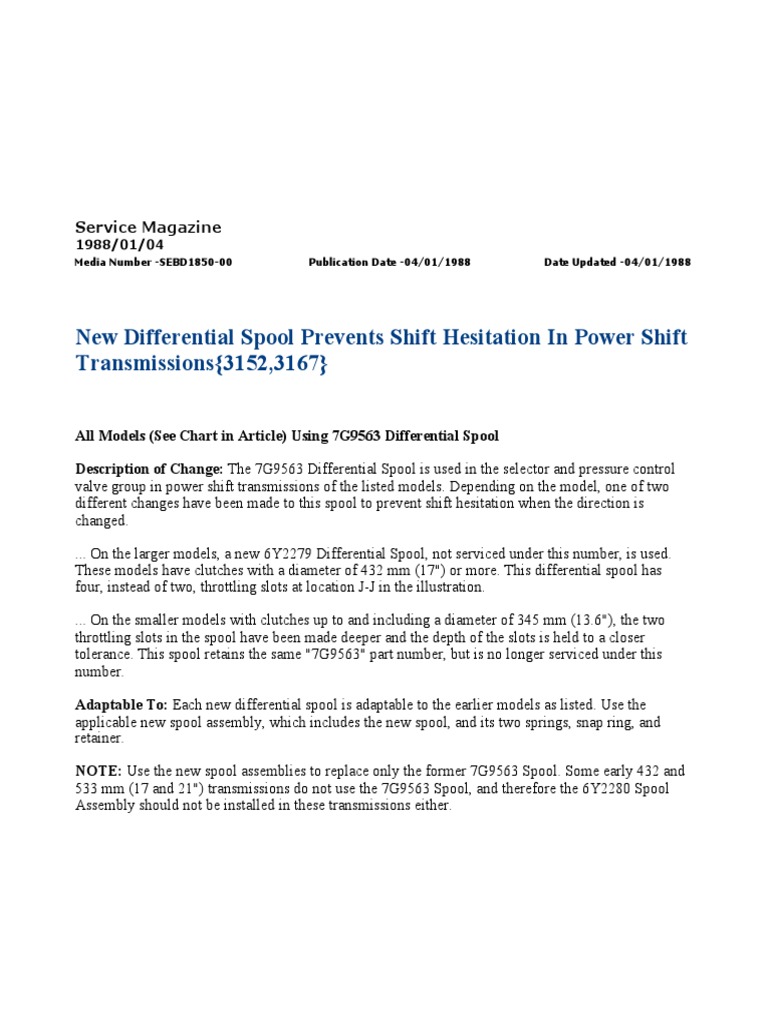 New Differential Spool Prevents Shift Hesitation in Power Shift ...