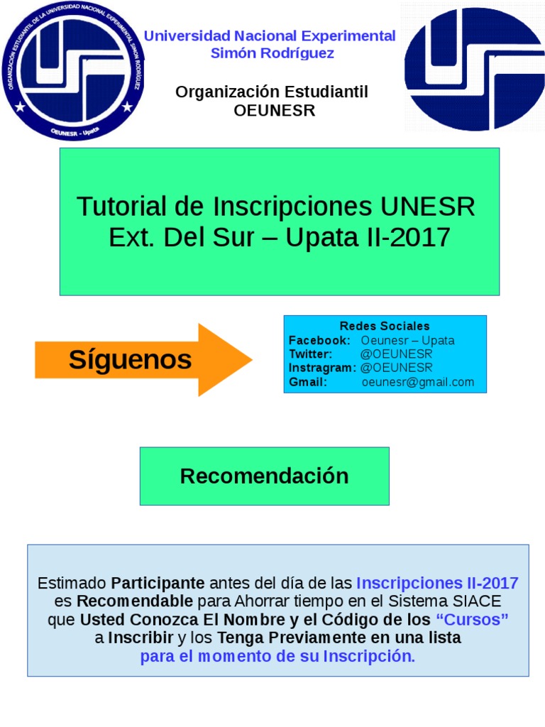 Guía de Inscripción SIACE UNESR 2017 | PDF | Navegador web ...