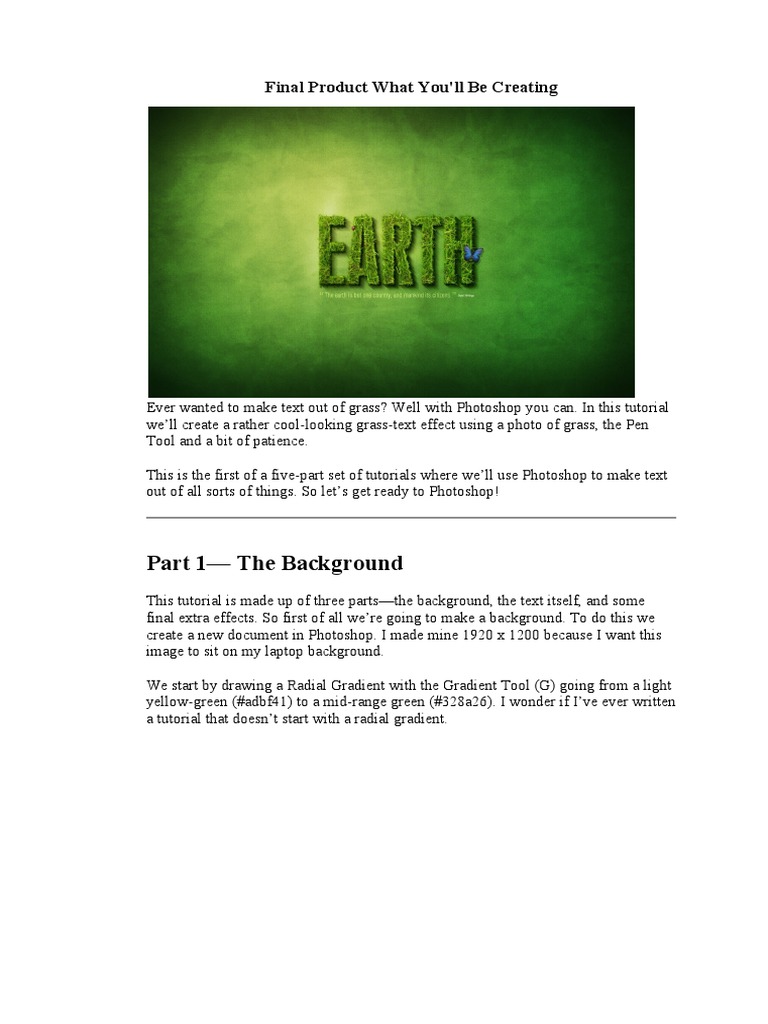 Create Grass Text Effect in Photoshop | PDF | Adobe Photoshop