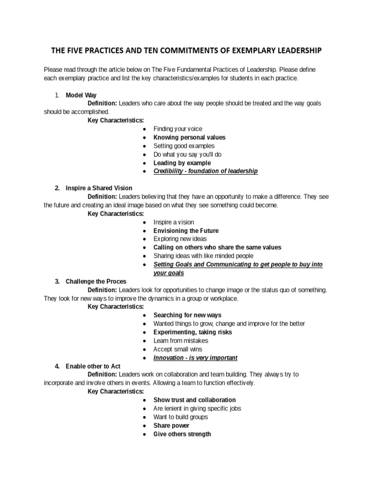 The Five Practices of Exemplary Leadership | PDF | Action (Philosophy ...