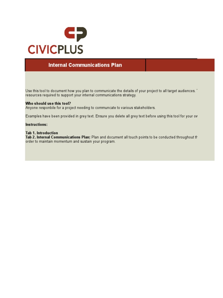 Internal Communications Strategy Template | PDF | Performance Appraisal ...