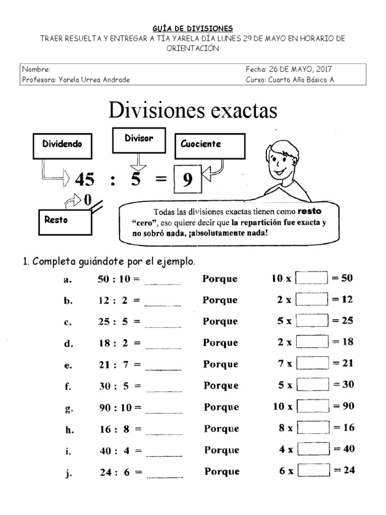 Guía de Divisiones | División (Matemáticas) | Matemática