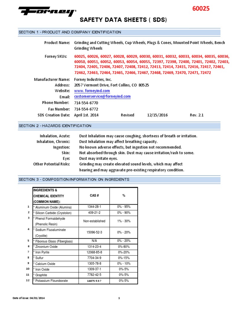 SDS Mounted Points and Wheels | PDF | Dangerous Goods | Toxicity