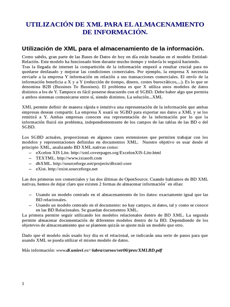 Bases de Datos XML | PDF | X camino | SQL