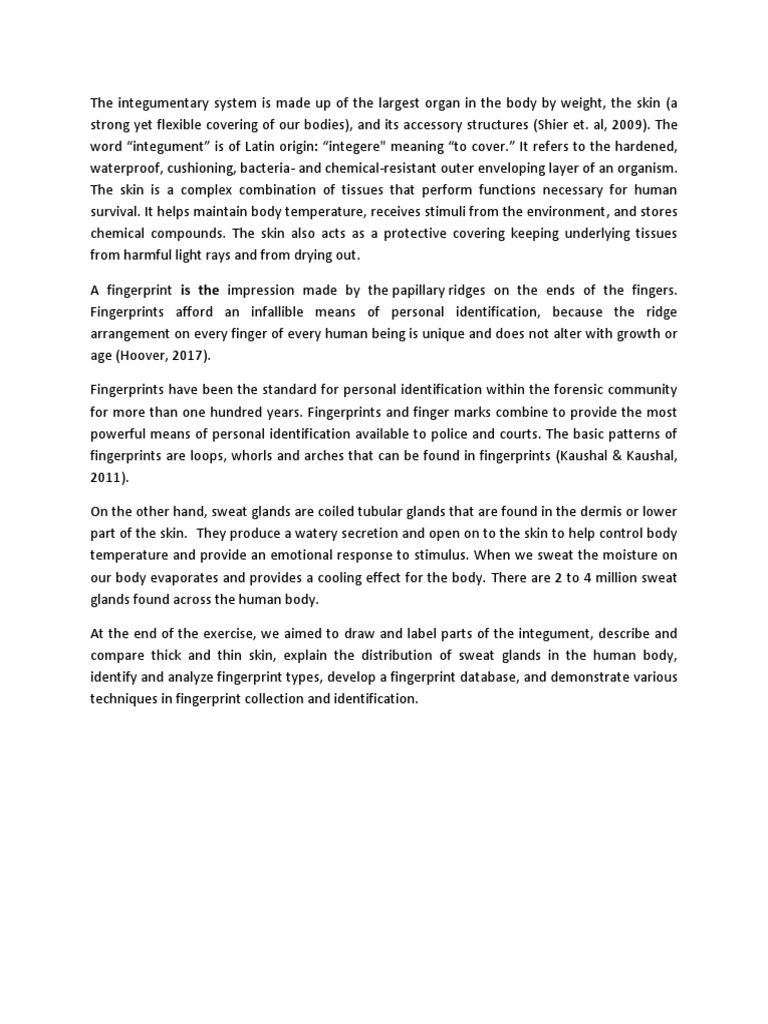 Intro Lab 2 | PDF | Fingerprint | Integumentary System