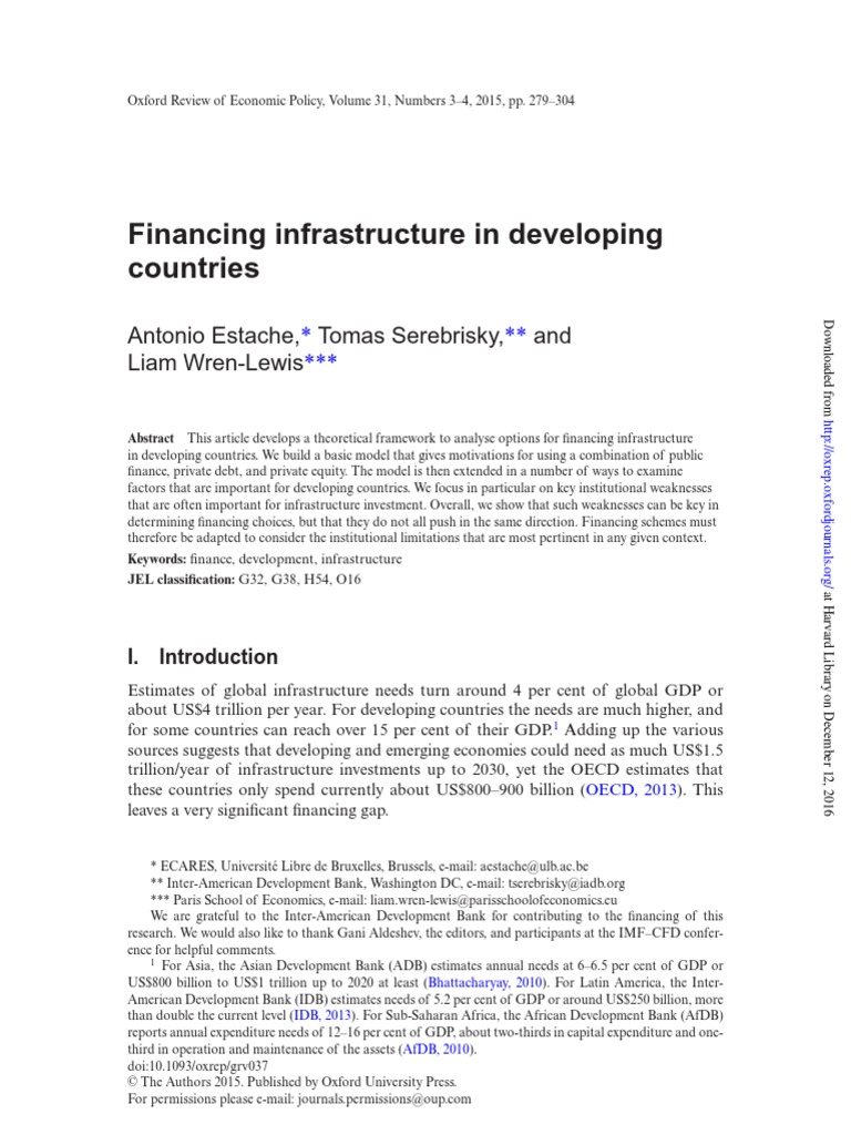 +financing Infrastructure in Developing Countries | PDF | Investor ...