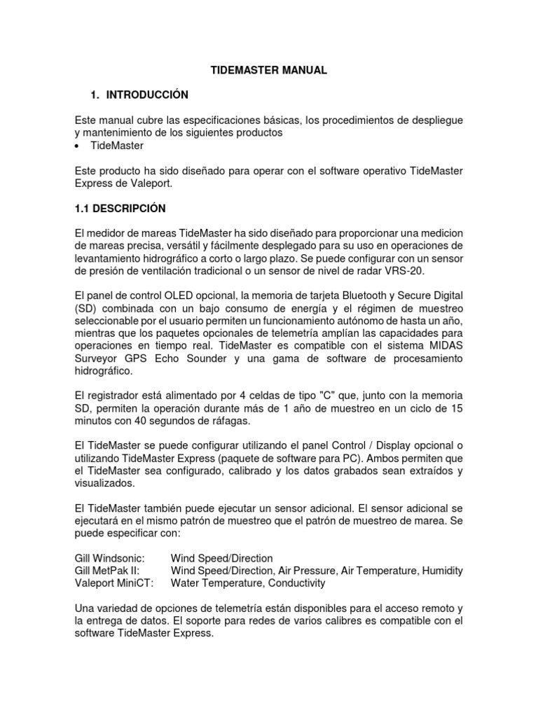 Manual del TideMaster de Valeport | PDF | Archivo de computadora ...