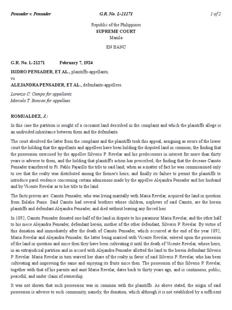 25-Pensadera vs. Pensadera, 47 Phil. 959 | PDF | Appeal | Public Sphere