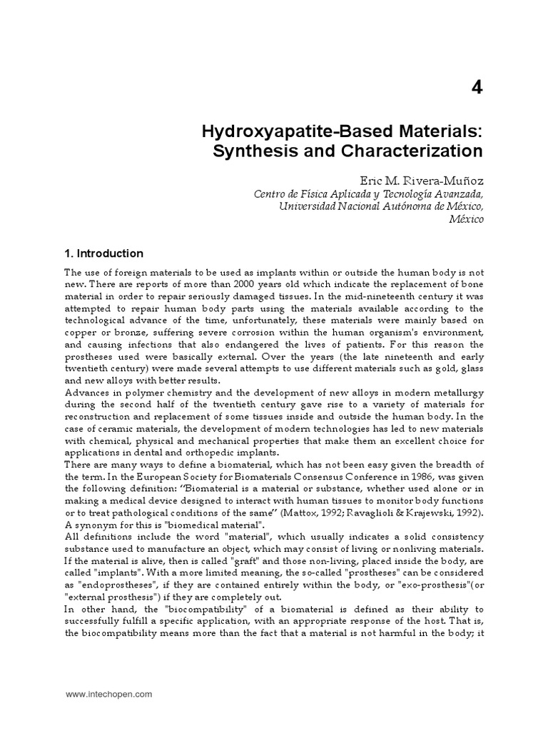 Hydroxyapatite Based Materials Synthesis and Characterization | PDF ...