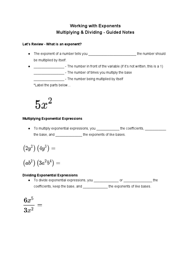 Lis635exponentslessonpt1 Guidednotes | PDF