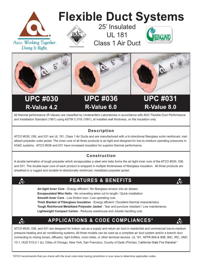 Atco - Hoja Tecnica | PDF | Duct (Flow) | Building Technology