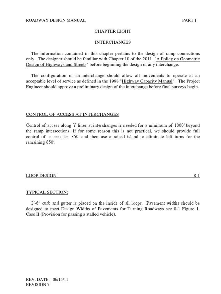 Roadway Design Manual | PDF | Interchange (Road) | Lane