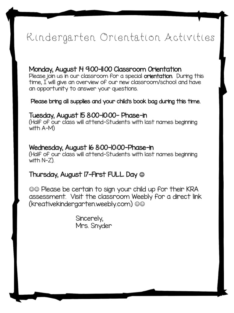 Orientation Letter | PDF