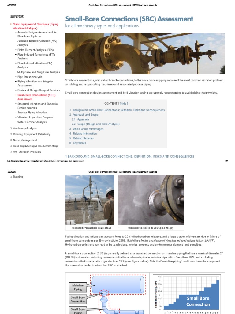 Small-Bore Connections (SBC) Assessment - BETA Machinery Analysis | PDF ...