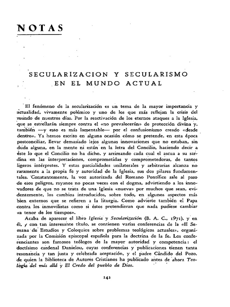 Secularizacion Y Secularismo en El Mundo Actual | PDF | Iglesia ...