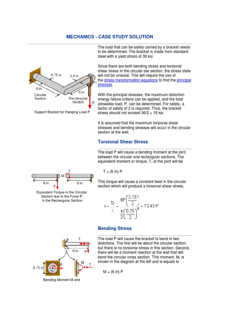 Mechanics - Case Study Solution: Stress Transformation Equations Principal Stresses | PDF ...