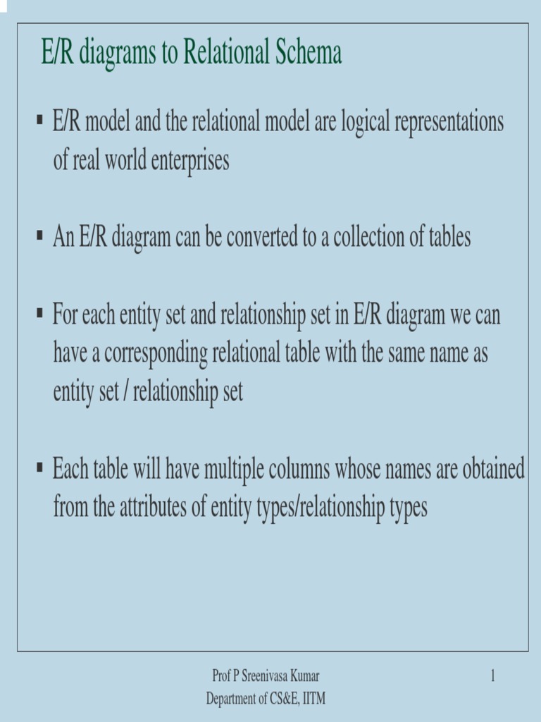 Converting Entity-Relationship Diagrams to Relational Database Schemas | PDF | Relational Model ...