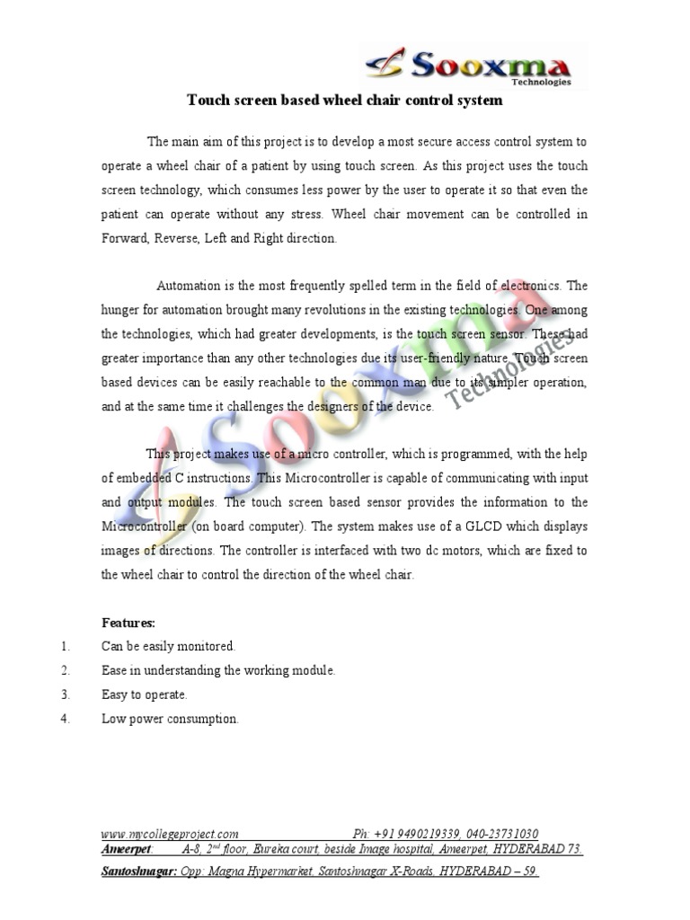 Touchscreen Based Wheel Chair Control System PDF | PDF | Touchscreen ...