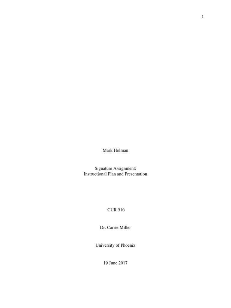 Signature Assignment Final Instructional Design Educational Assessment