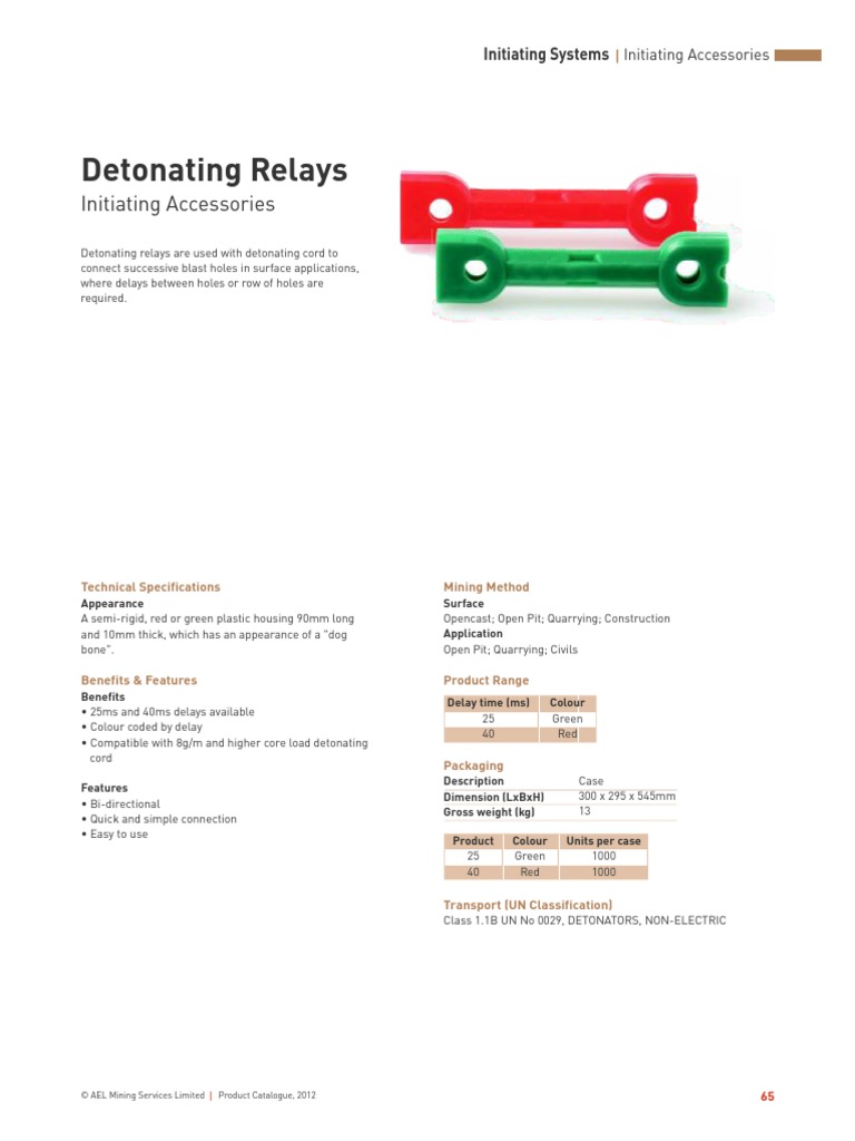 Detonating Relays: Initiating Accessories | PDF | Nature