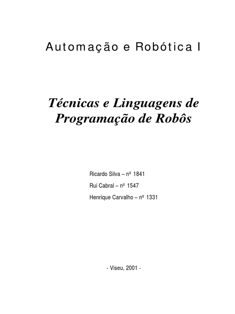 Técnicas e Linguagens de Programação de Robôs | PDF | Robô | Robótica