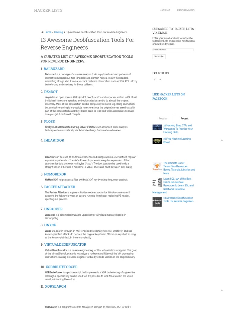13 Awesome Deobfuscation Tools For Reverse Engineers | PDF | String (Computer Science ...