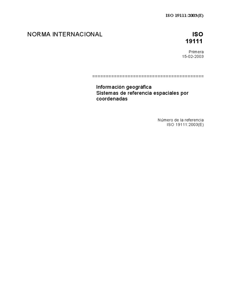 Iso 19111 | Descargar gratis PDF | Sistema coordinado | Organización ...