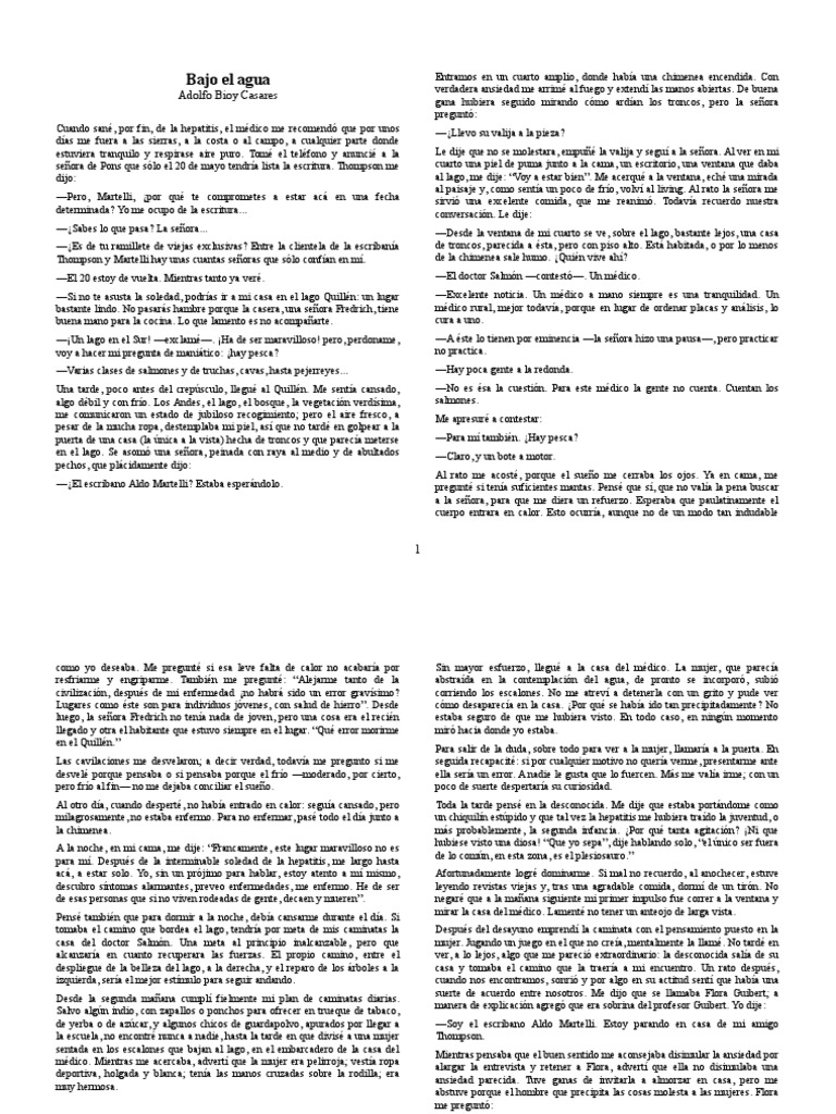 Bajo El Agua - A. Bioy Casares | PDF | Amor | Agua