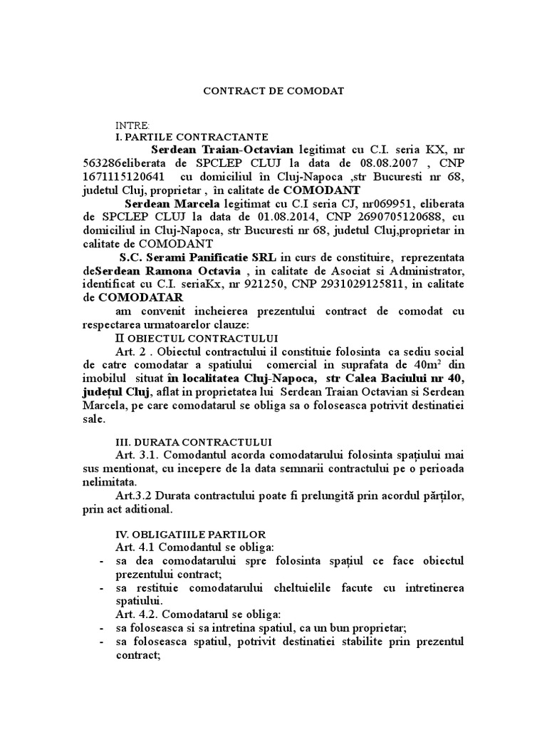 Contract de Comodat 40mp | PDF