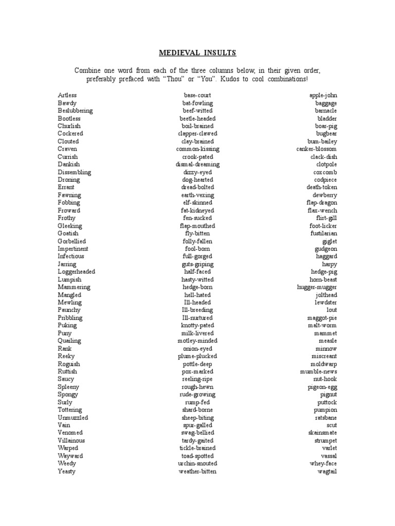 Medieval Insults | PDF