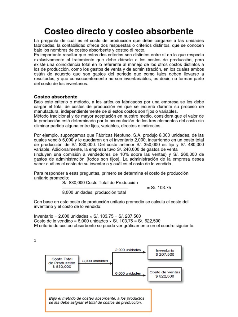 Costeo Variable y Costeo Absorbente | PDF | Costo | Inventario
