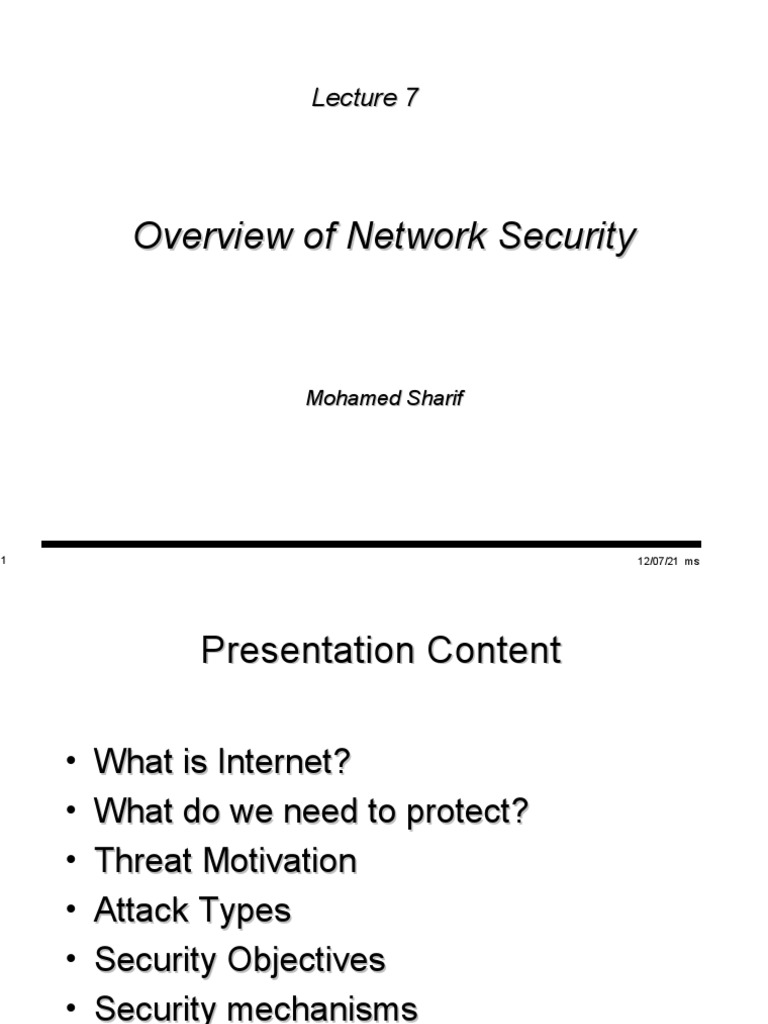 Overview of Network Security | PDF | Transport Layer Security | Key (Cryptography)