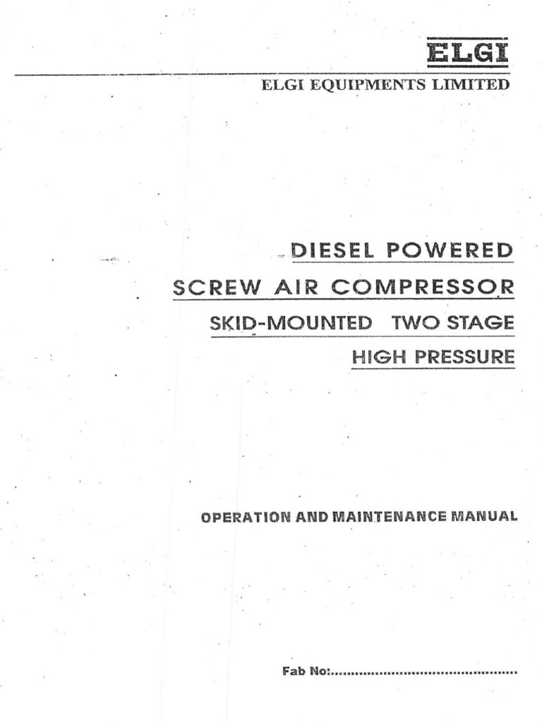 A33 Elgi Diesel Powered Screw Air Compressor PDF | PDF