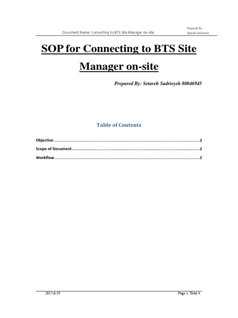 SOP For Connecting To BTS Site Manager On Site | PDF | Ip Address ...
