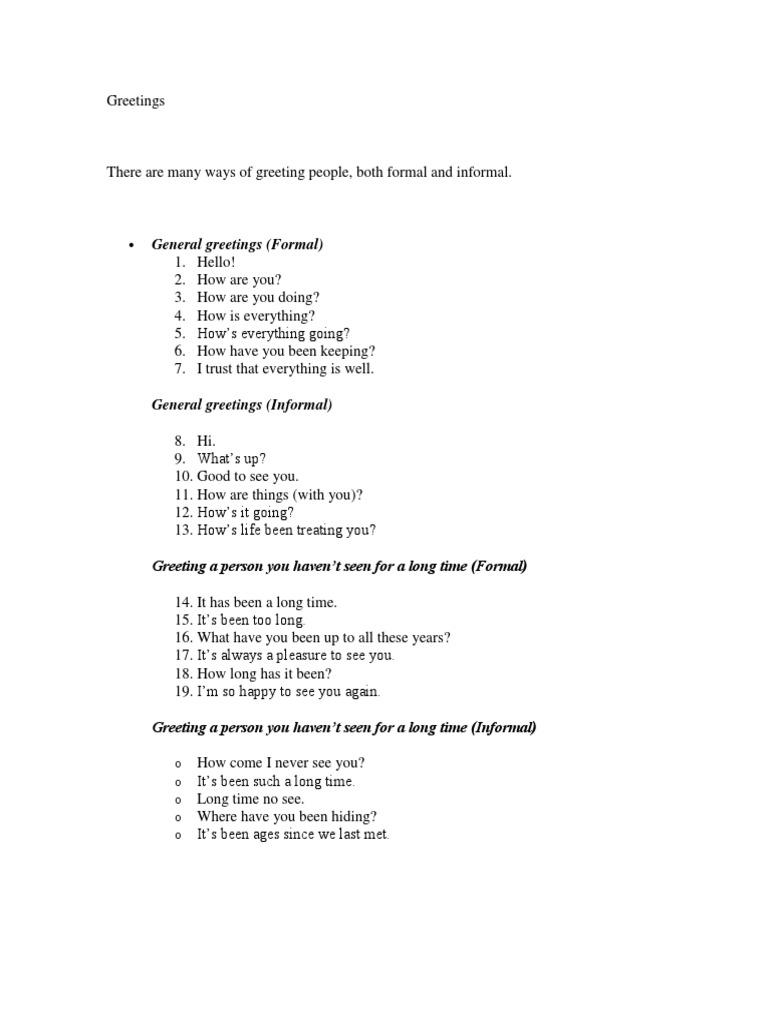 Types of Greetings Explained | PDF | Lifestyle