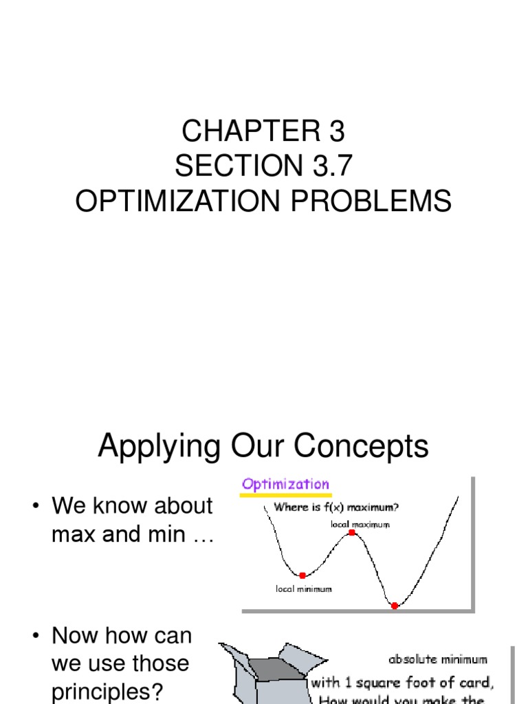 Section 3.7 Optimization Problems | PDF | Maxima And Minima ...