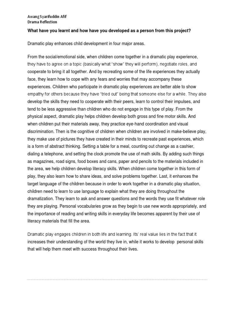 Reflection Drama | PDF | English As A Second Or Foreign Language ...