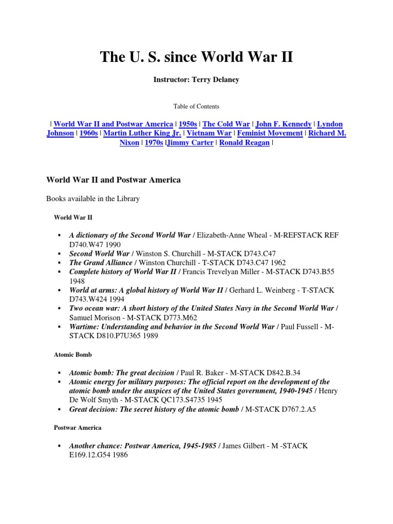 The US Since The Post War II | PDF | John F. Kennedy | Cuban Missile Crisis