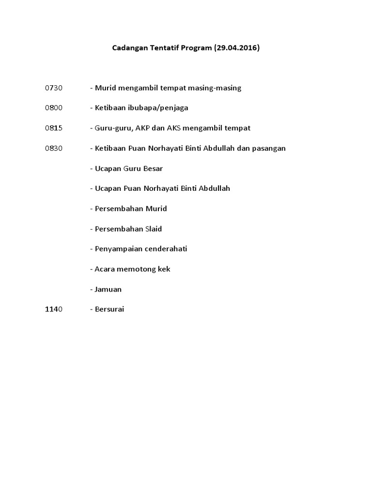 Cadangan Tentatif Majlis Persaraan | PDF